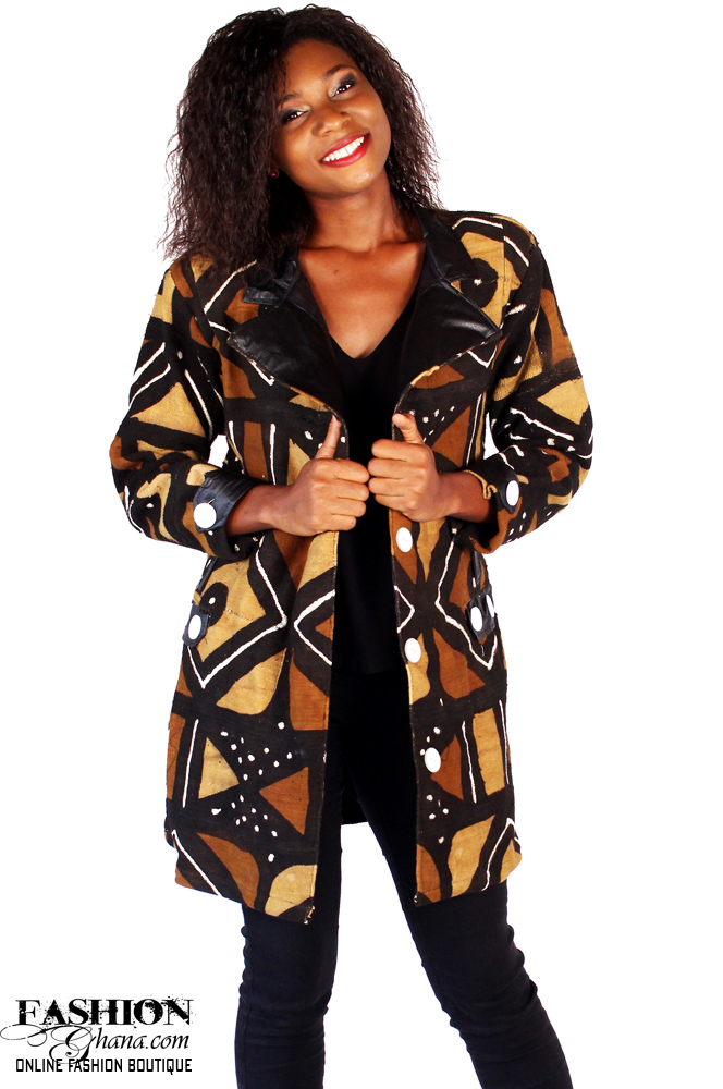 Mud Cloth Trench Coat In Midi Length - Fashion GHANA