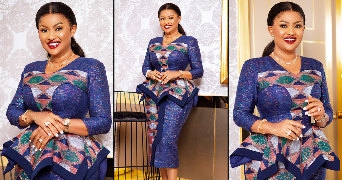#OOTD: Nana Ama McBrown Rocks A Stunning Kente Dress By Lauren Haute Couture For The Unveiling ...
